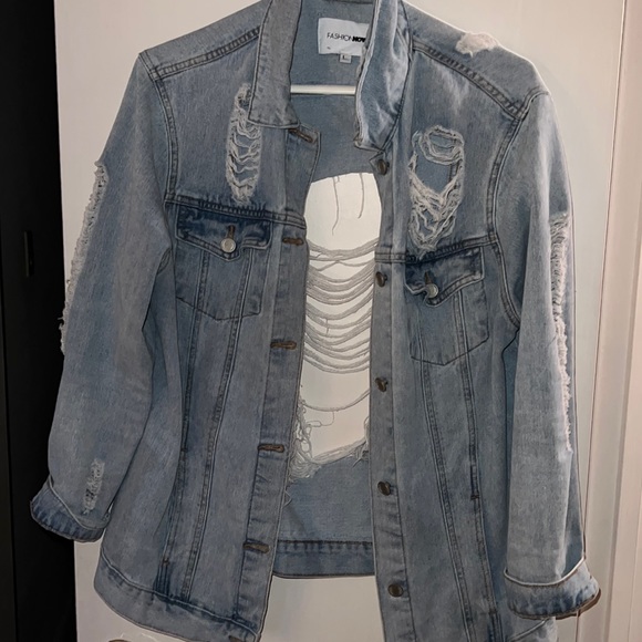 Fashion Nova | Jackets & Coats | Over Sized Ripped Jean Jacket | Poshmark